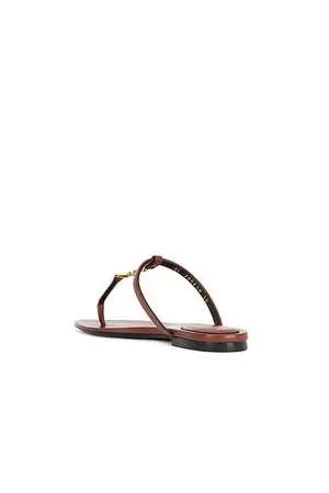 Saint Laurent Cassandra Flat Sandal - Aesthetic Brown