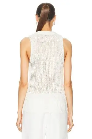 Enza Costa Linen Open Knit Vest - White