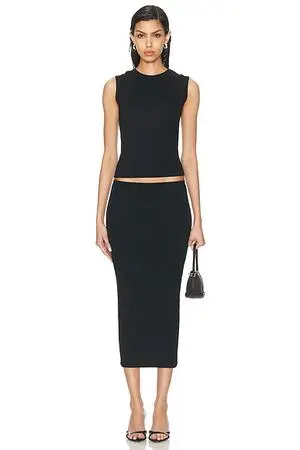 FLORE FLORE Ribbed Jersey Tank Top - Black