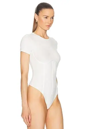 FLEUR DU MAL Organic Cotton T-shirt Bodysuit - Ivory