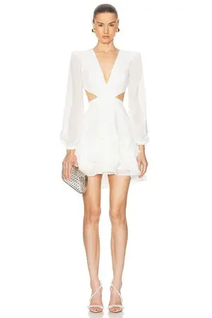PatBO Deep V Cutout Mini Dress