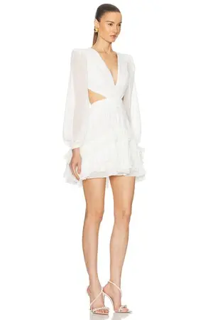 PatBO Deep V Cutout Mini Dress