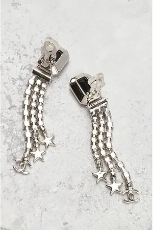 Chanel Rhinestone Clip-on Dangle Earrings