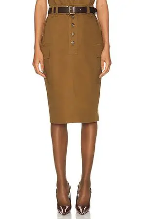 Saint Laurent Cargo Belted Midi Skirt