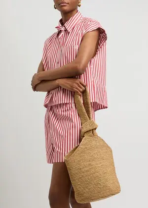 SENSI STUDIO Woven Straw Basket Bag