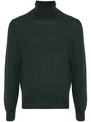 Canali Roll-neck Merino Jumper - Green