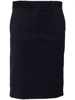 Helmut Lang Straight Virgin Wool Skirt - Blue
