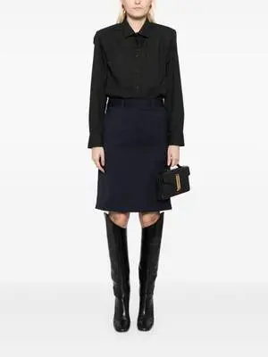 Helmut Lang Straight Virgin Wool Skirt - Blue