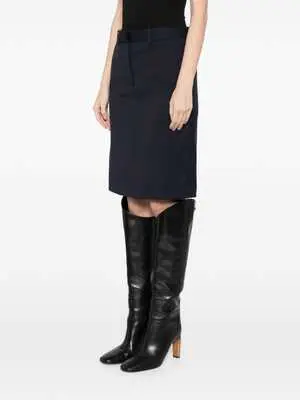 Helmut Lang Straight Virgin Wool Skirt - Blue