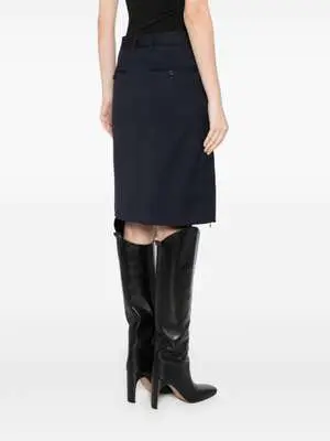 Helmut Lang Straight Virgin Wool Skirt - Blue