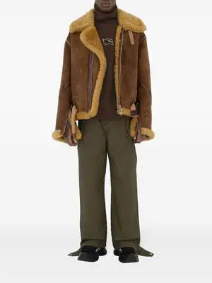 Burberry Shearling-trim Leather Jacket - Brown