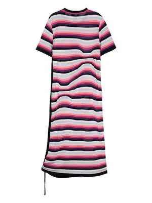 Sonia Rykiel Paris Striped Asymmetric Midi Dress - Pink