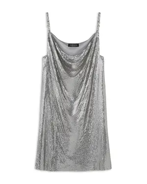 Versace Aluminum Metal Mesh Mini Dress - Nickel