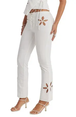 MISTRESS ROCKS Floral Cutout Lace-up Pants