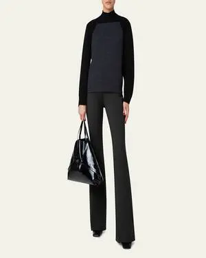 Akris Ai Medium Lacquered Leather Tote Bag - Black