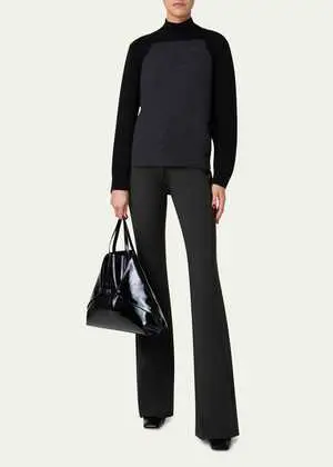 Akris Ai Medium Lacquered Leather Tote Bag - Black