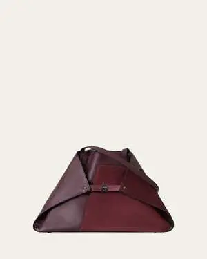 Akris Ai Medium Patchwork Leather Tote Bag - Dark Red