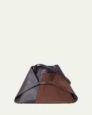 Akris Ai Medium Patchwork Leather Tote Bag - Mocca