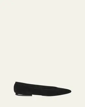 Loro Piana Loro Piana Primula Suede Ballerina Flats - Black