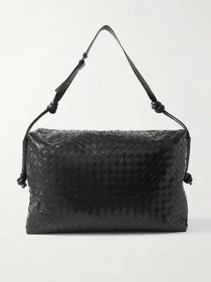 Bottega Veneta Intrecciato Leather Holdall Bag - Black