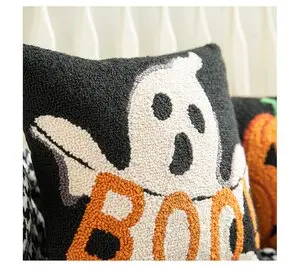 GLITZHOME 14'h Hooked Halloween Ghost 'boo' Pil Low