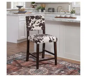 LINON Home Clark Upholstered Nailhead Cow Print Counter Stool - One-color