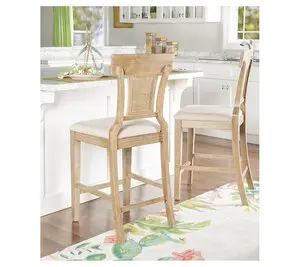 LINON Home Brooklyn Solid Wood Upholstered Coun Ter Stool