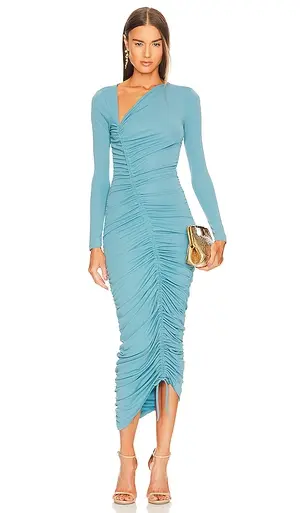 MICHAEL COSTELLO Kylee Ruched Midi Dress | Drawstring, Crepe