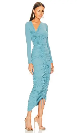 MICHAEL COSTELLO Kylee Ruched Midi Dress | Drawstring, Crepe