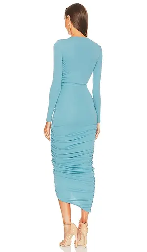 MICHAEL COSTELLO Kylee Ruched Midi Dress | Drawstring, Crepe