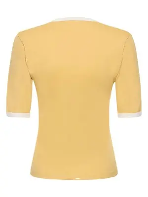 COURREGES Holistic Contrast Cotton T-shirt - Yellow