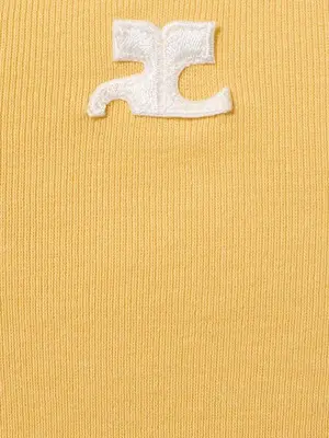 COURREGES Holistic Contrast Cotton T-shirt - Yellow