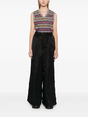 Sacai Belted Wide-leg Trousers - Black