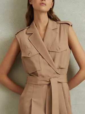 REISS Luisa Wool-blend Belted Jumpsuit