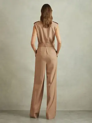 REISS Luisa Wool-blend Belted Jumpsuit