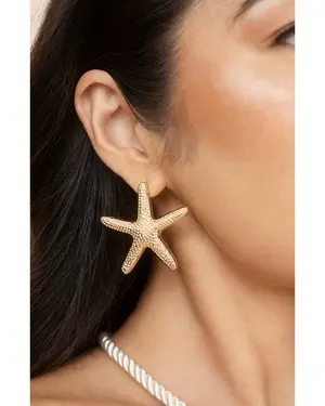Ettika Statement Starfish Stud Earrings - Gold
