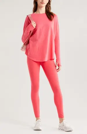Zella Relaxed Washed 2.0 Long Sleeve Slub Tee - Pink Paradise