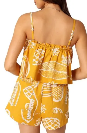 PETAL & PUP Honey Mixed Print Cotton & Linen Drawstring Shorts