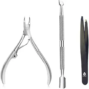 PURSONIC Precision Perfection Bundle Slant Tip Tweezer + Salon-grade Nail Care Kit - Multicolor