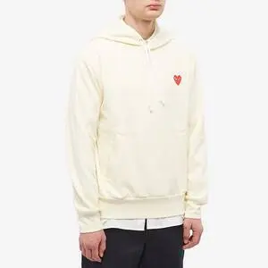 Play Comme Des Garcon Red Heart Pullover Hoodie - Ivory