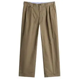 BEAMS 2 Pleat Chino - Olive