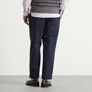 BEAMS 2 Pleat Chino - Navy