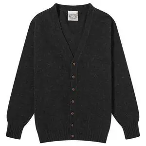JAMIESON'S OF SHETLAND V-neck Wool Cardigan - Black Mix