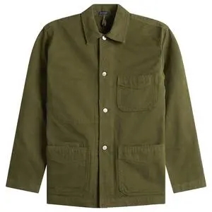 DRAKE'S Canvas Chore Jacket - Olive