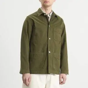 DRAKE'S Canvas Chore Jacket - Olive