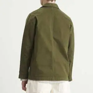 DRAKE'S Canvas Chore Jacket - Olive
