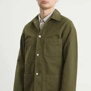 DRAKE'S Canvas Chore Jacket - Olive
