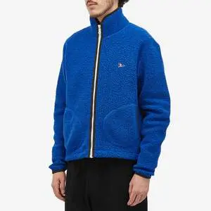 DRAKE'S Boucle Wool Zip Fleece Jacket - Blue