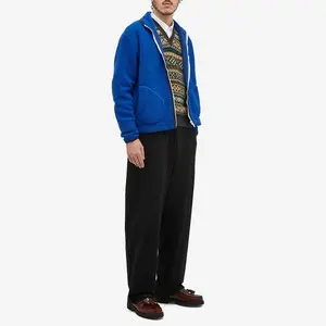 DRAKE'S Boucle Wool Zip Fleece Jacket - Blue