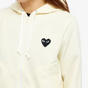 Play Comme Des Garcon Heart Full Zip Hoodie - Ivory